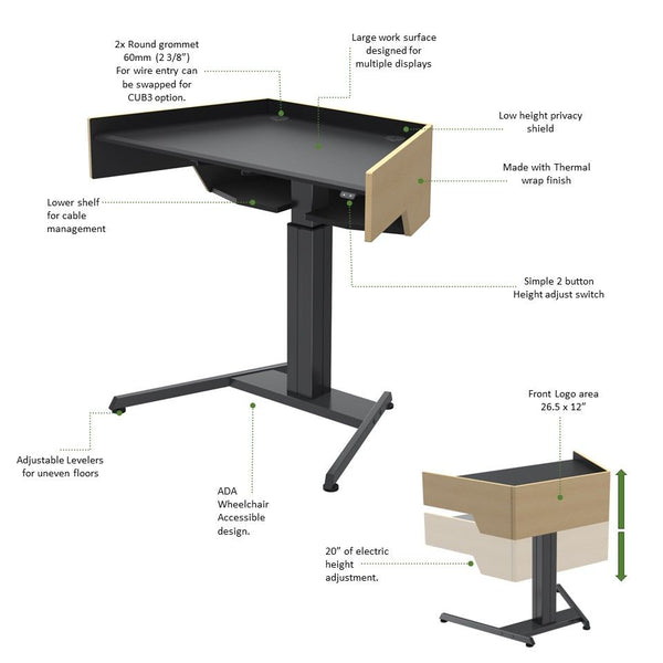Adjustable Height Lectern ADA Silent Lift Mechanism – PodiumStop