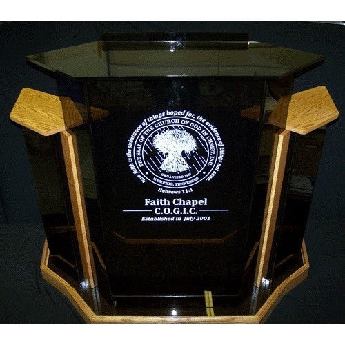 Large Church Pulpit in Acrylic and Wood – PodiumStop